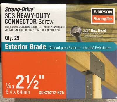 Simpson Strong Tie 1/4” x 2.5 in. Structural Wood Screw Exterior Grade ...
