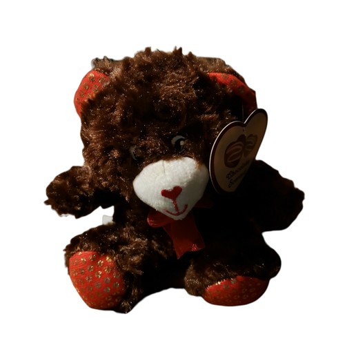Fuzzy Friends Chocolate Bear 7" Brown Red Gold | eBay