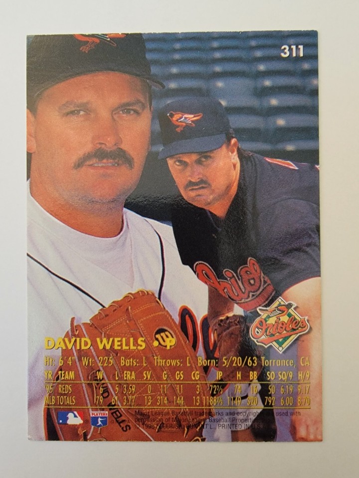 1996 Fleer Ultra Baltimore Orioles Baseball Card #311 David Wells | eBay