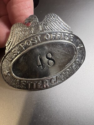 Post Office Letter Carrier Hat Badge #48 Vintage Postal CarrierMetal ...