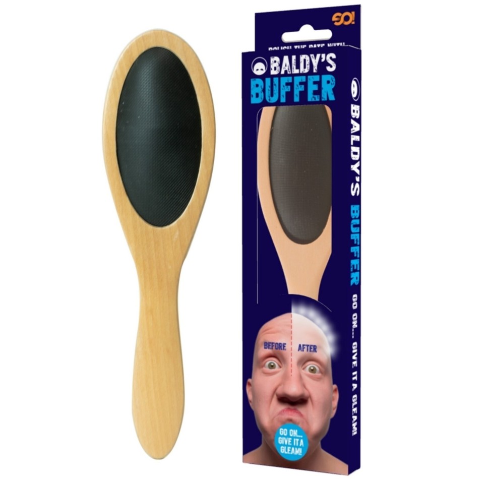 Baldy's Buffer Novelty Gift Bald Head Buffing Patch Sheen Joke Present ...
