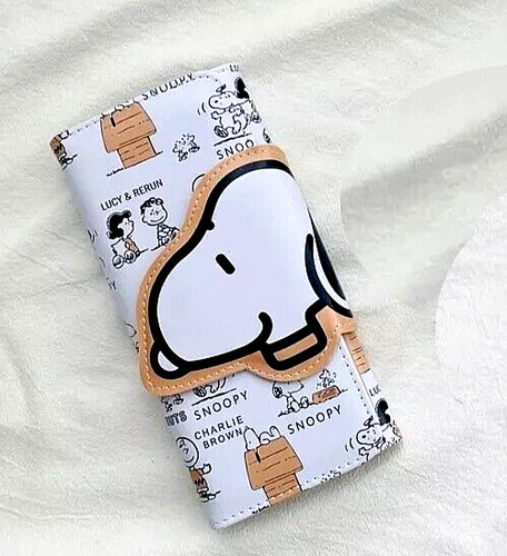 Peanuts Snoopy Clutch Wallet Faux Leather Snoopy Face Buckle Ladies ...