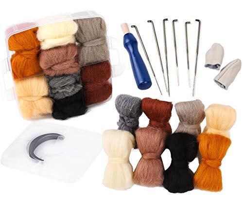 8 Colors Wool Fibre Yarn Roving for Needle Felting Starter Kit with ...