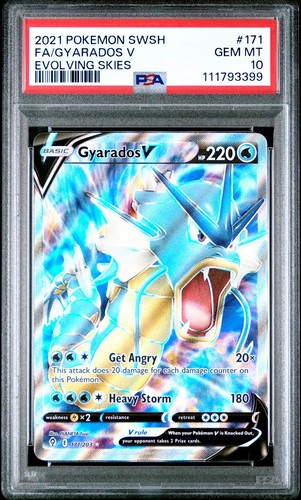 PSA 10 - 2021 POKEMON SWORD & SHIELD EVOLVING SKIES 171 FA GYARADOS V ...