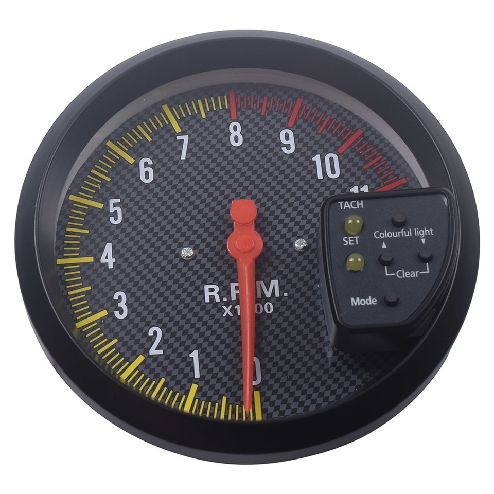 Universal 5" Tachometer Gauge 7 Color Backlit 0-11000 RPM Meter with ...