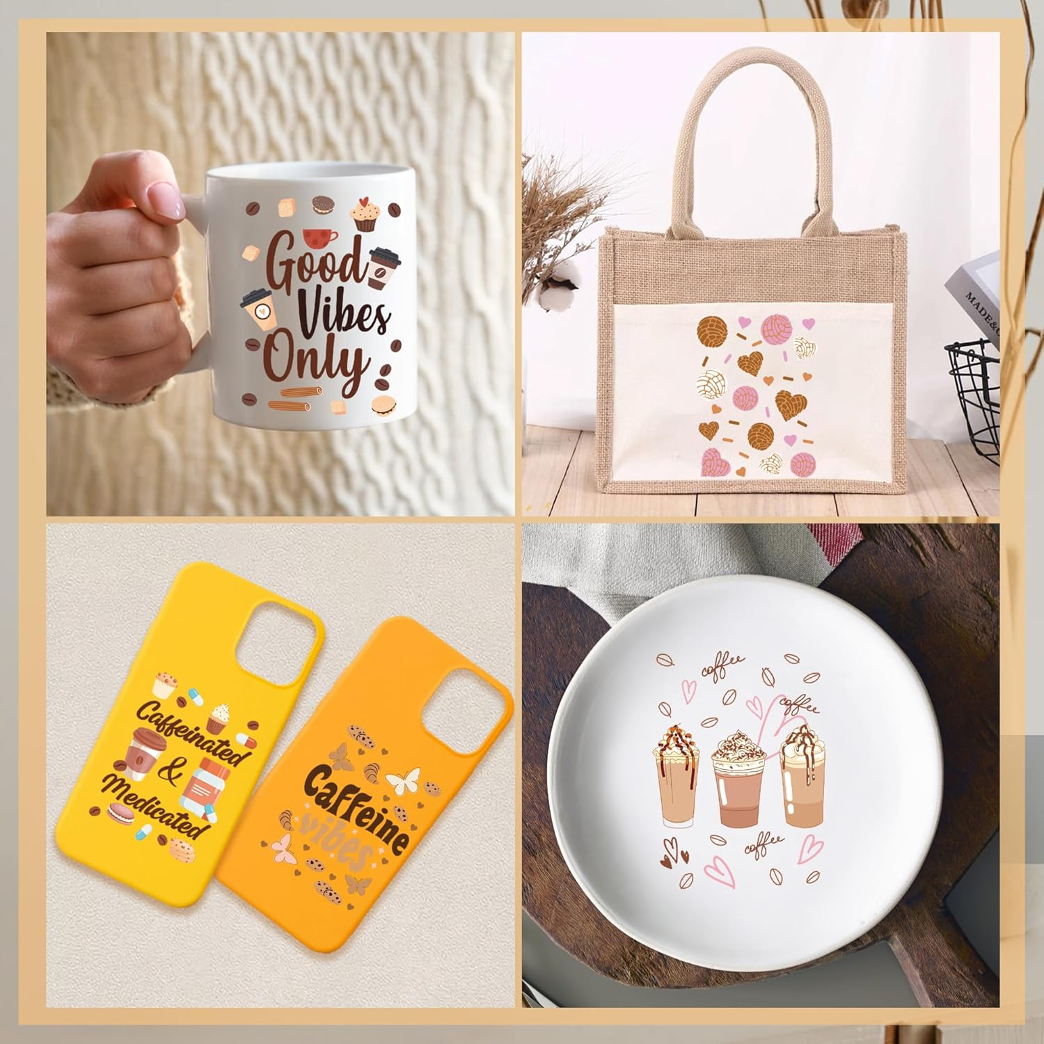 UV DTF Cup Wrap - 20Pcs Coffee UV DTF Cup Sticker for Mug, Water Bottle ...