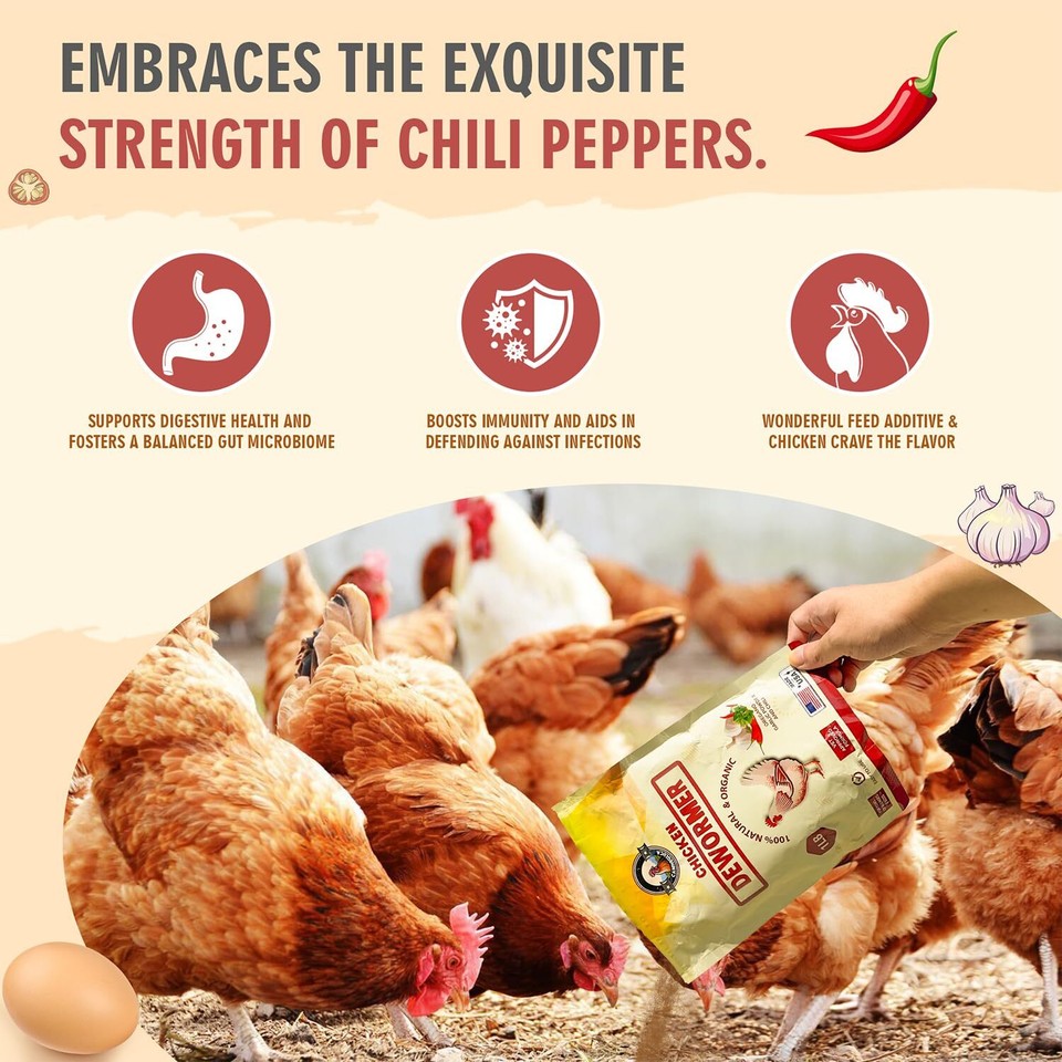 Chicken Dewormer Powder, All-Natural Health Formula, 1LB Pouch, US-Made ...