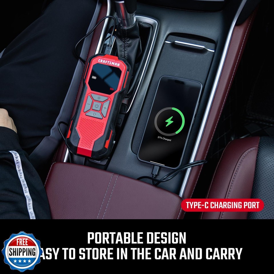 CRAFTSMAN Tire Inflator Portable Air Compressor, Cordless Mini Air Pump ...