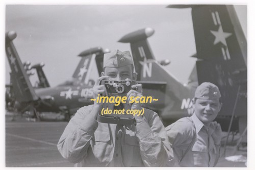 Navy F9F Panther Aircraft on Carrier in 1950s, Original 35mm Negative ...