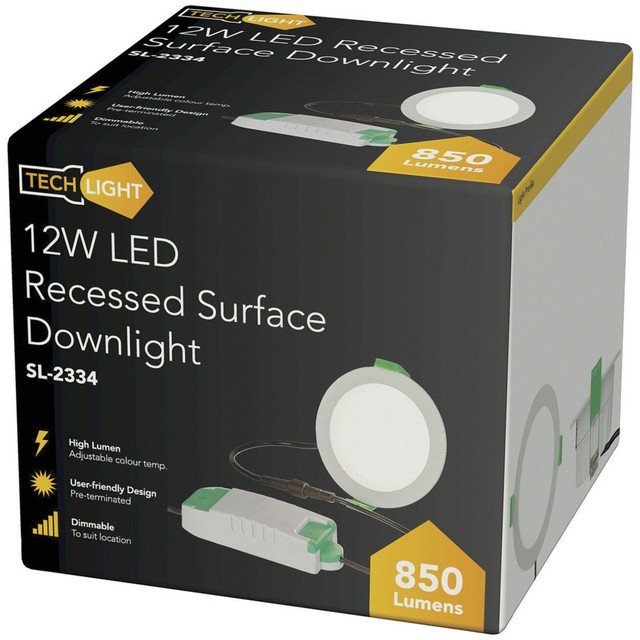 12w LED Recessed Downlight With Colour Temp & Brightness Control Sl2334 ...
