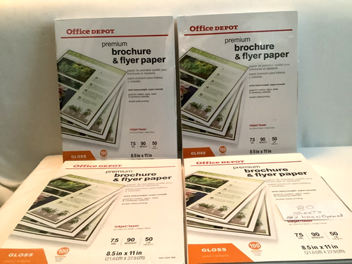 Office Depot Premium Brochure & Flyer Paper Gloss Inkjet/Laser 50 lb ...