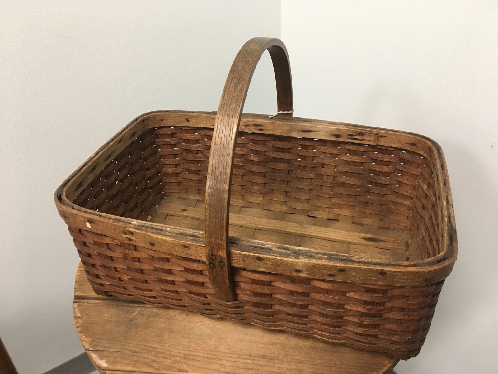 Antique B. G. HIGGINS Basket Pounded ASH Sm Market West Chesterfield ...