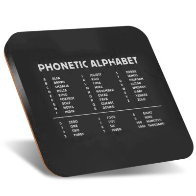 1x Square Coaster 12cm Black Phonetic Alphabet #50284 | eBay UK