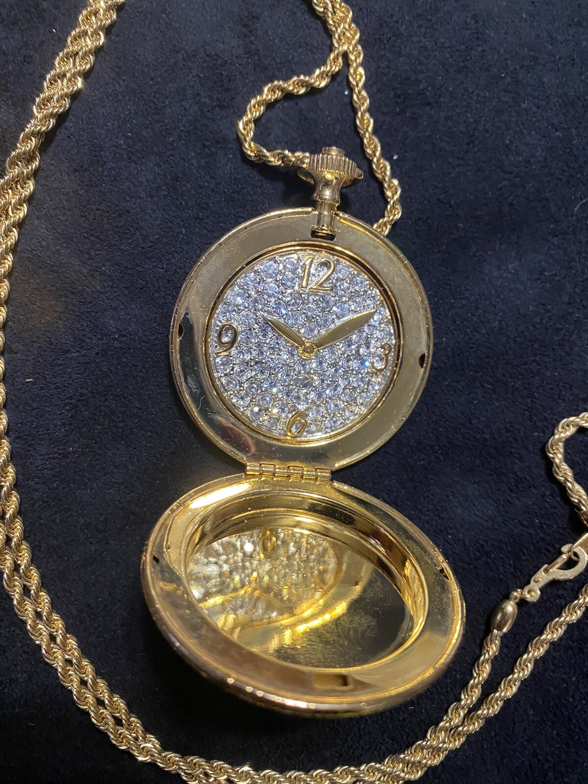 Rare Vintage Swarovski Swan Signed Pave Rhinestone Clock Locket ...