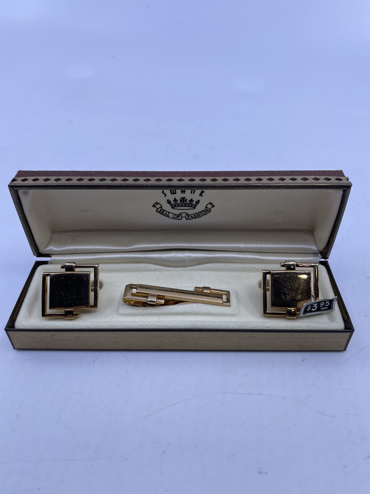 Antique Swank Gold Tone/Cufflinks & Tie Clip with Original Box Seal Of ...