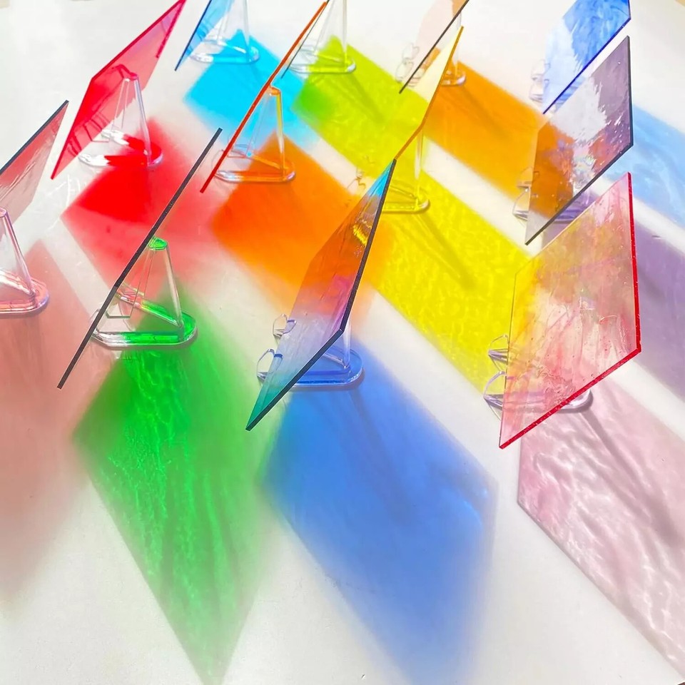 12 Sheets Transparent Stained Glass Variety Pack: 4 X 6 Inch Cathedral ...