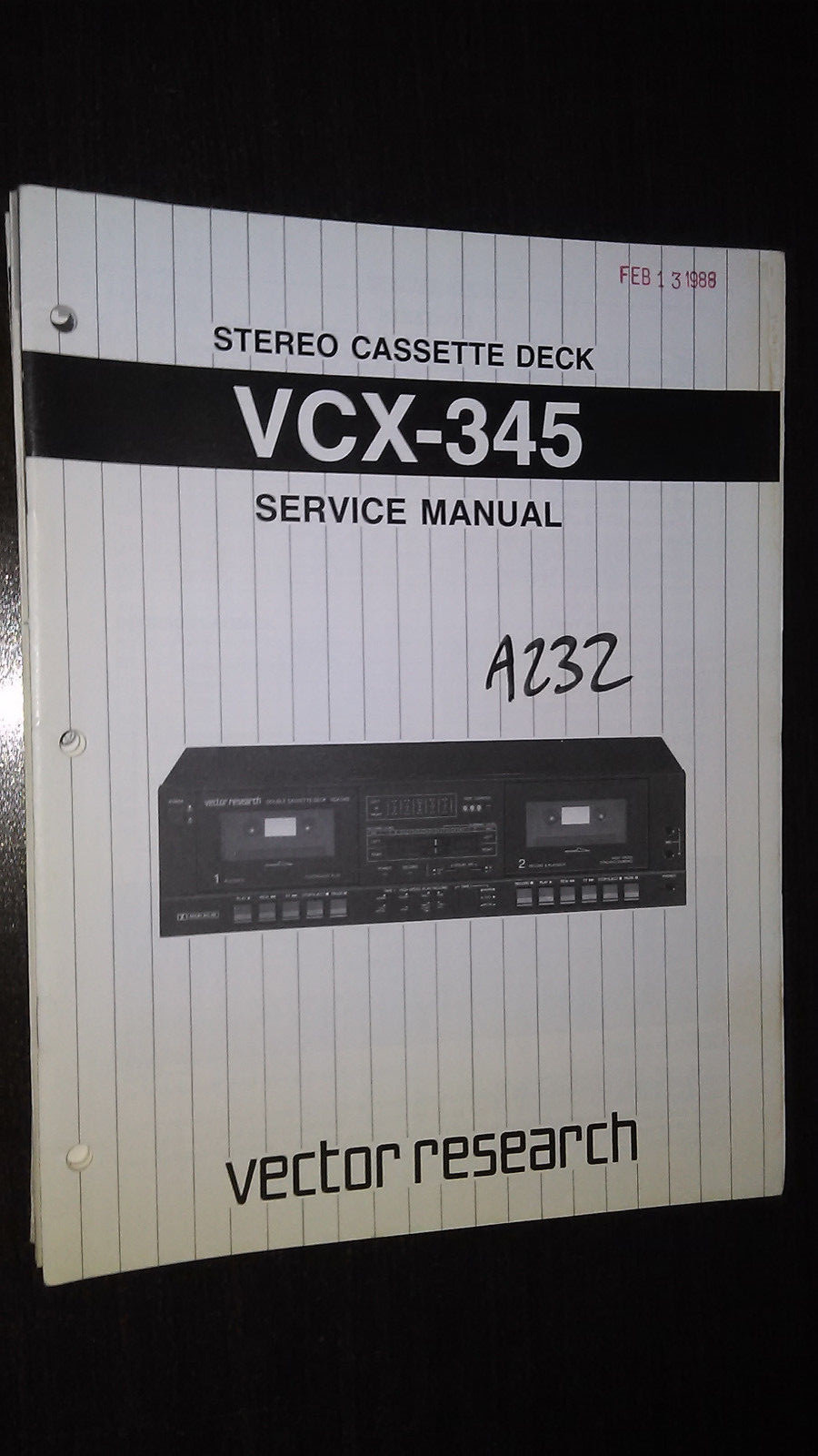 Vector research vcx-345 service manual original repair book stereo tape ...