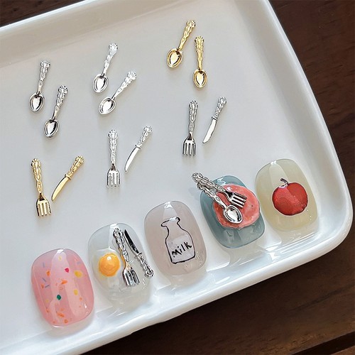 10 Pcs Nails Art Spoon Fork Art Decorations Mini Tableware Decorative ...
