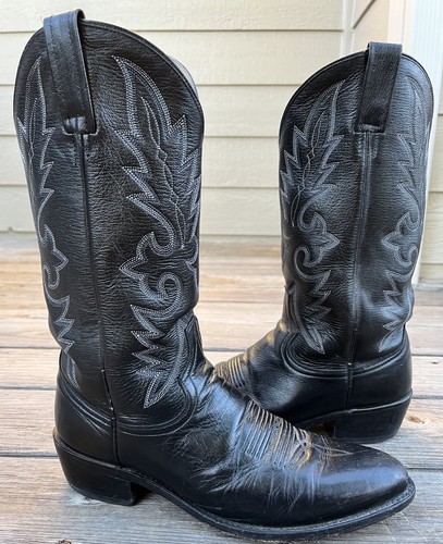 Dan Post Men's 10D Black Leather Western Cowboy Boots DP 2110 R | eBay