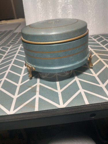 1930s Aluminum Powder Puff Music Box Blue Works One Leg Broken | eBay