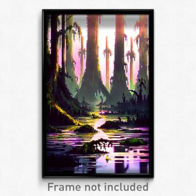 Pixel Art Poster - Terrific Swamp (8 Bit Psychedelic Trippy Video Game ...