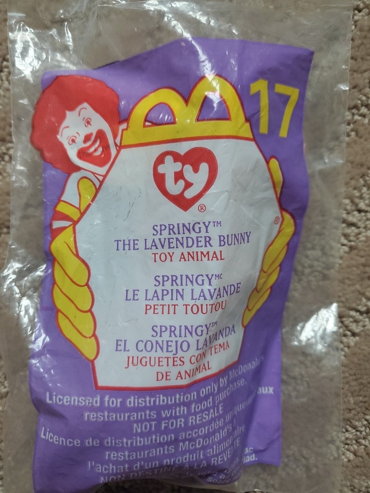 SPRINGY THE LAVENDER BUNNY TY BEANIE BABY #17 2000 McDONALD'S HAPPY ...