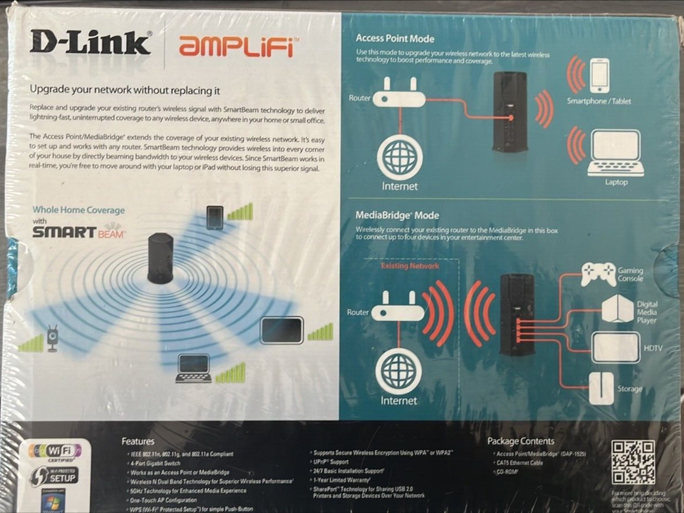 D-Link Amplifi Access Point/MediaBridge WiFi Booster DAP-1525 NEW | eBay