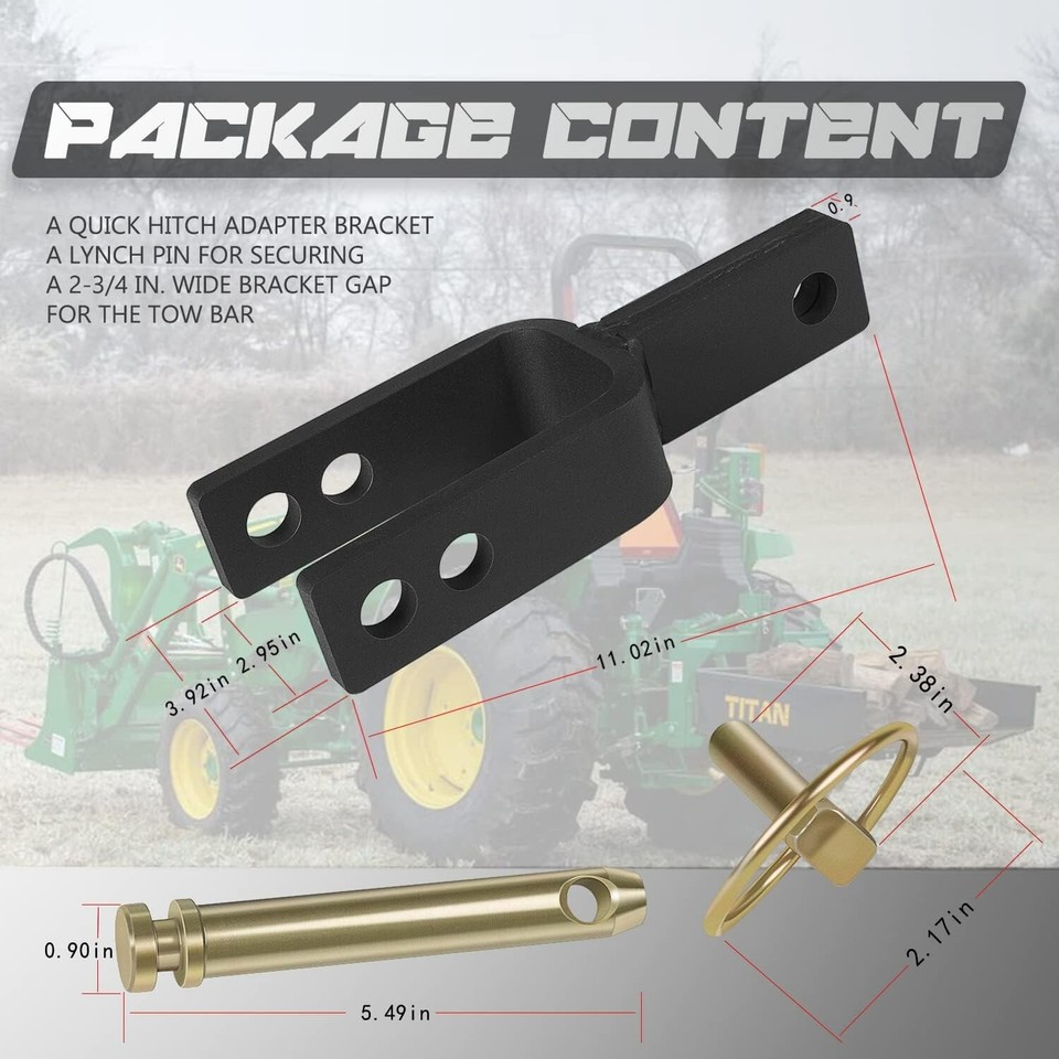3 Point Versatile Quick Hitch Adapter Bracket Fit for Category 1 Quick ...