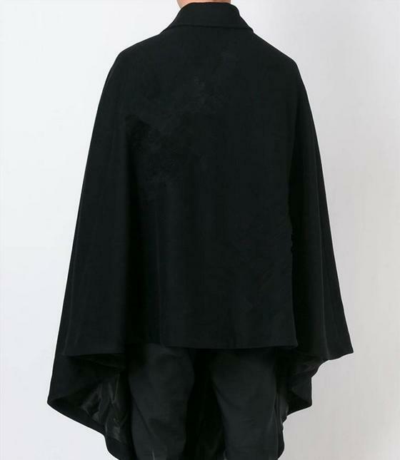 Men's Korean Jacket Cape Cloak Single Breasted Shawl Loose Mid Long ...