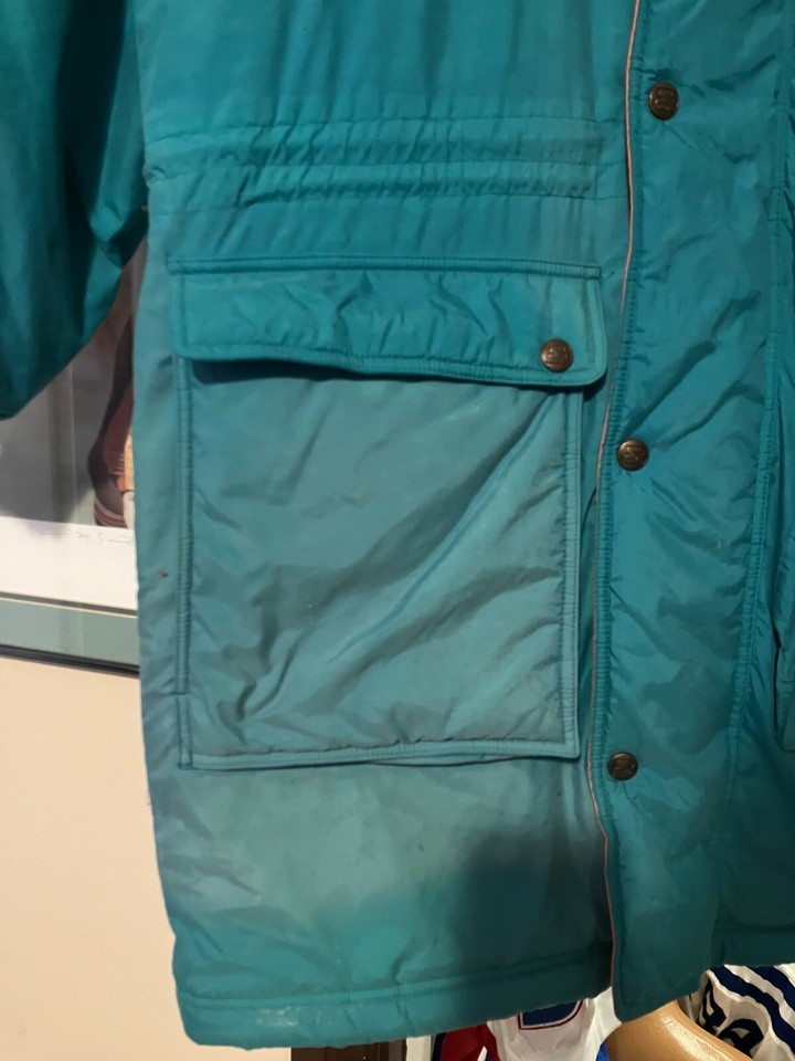 Miami Dolphins Sideline game worn used winter coat,Early 90s-HUGE ...