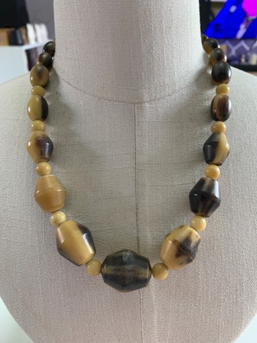 stunning statement faux tortoise shell beaded necklace screw clasp ...