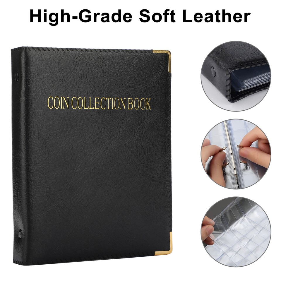 20 Pages Coin Stock Book 480 Pocket Album for 28x28 mm Paper Flip ...