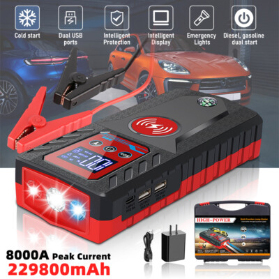 8000A Car Jump Starter Booster Jumper Pack Portable Power Bank Battery ...