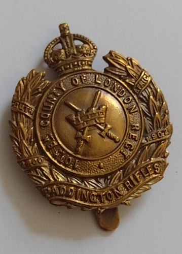WW1 10th County of London Battalion (Paddington Rifles) Cap Badge Brass ...