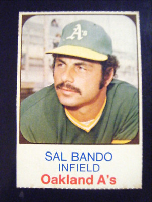 SAL BANDO 1975 Hostess A's baseball card #4 BREWERS ARIZONA STATE 1965 ...