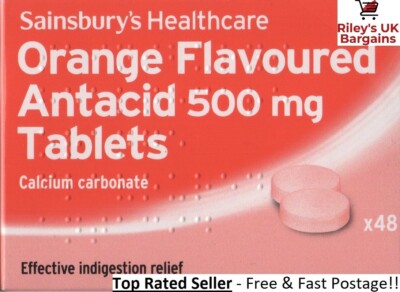 Orange Antacid 48 Chewable Tablets Heartburn Indigestion Wind Ant Acid ...