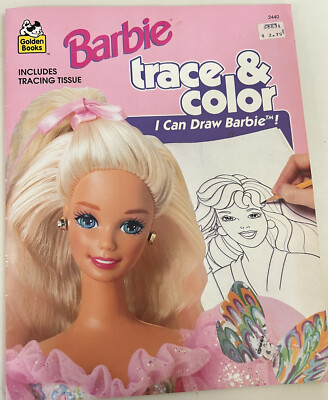 COLLECTIBLE VINTAGE 1995 BARBIE TRACE & COLOR BOOK, BY GOLDEN ...