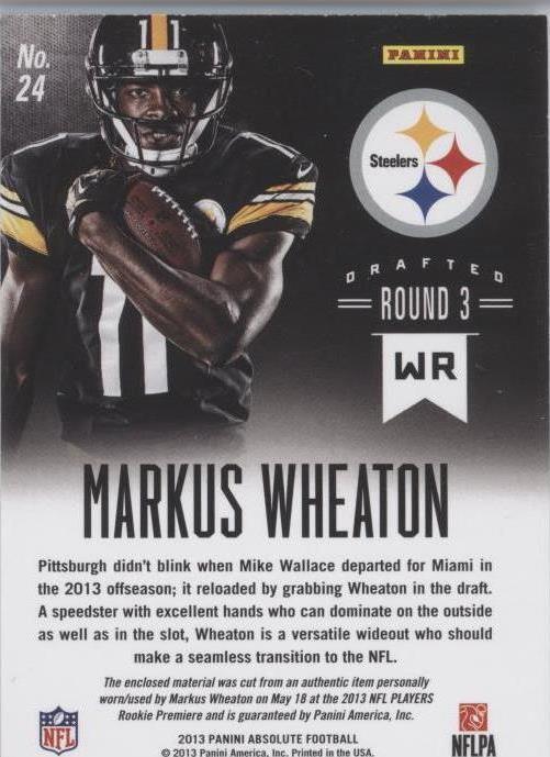2013 Panini Absolute Markus Wheaton #24 for sale | eBay