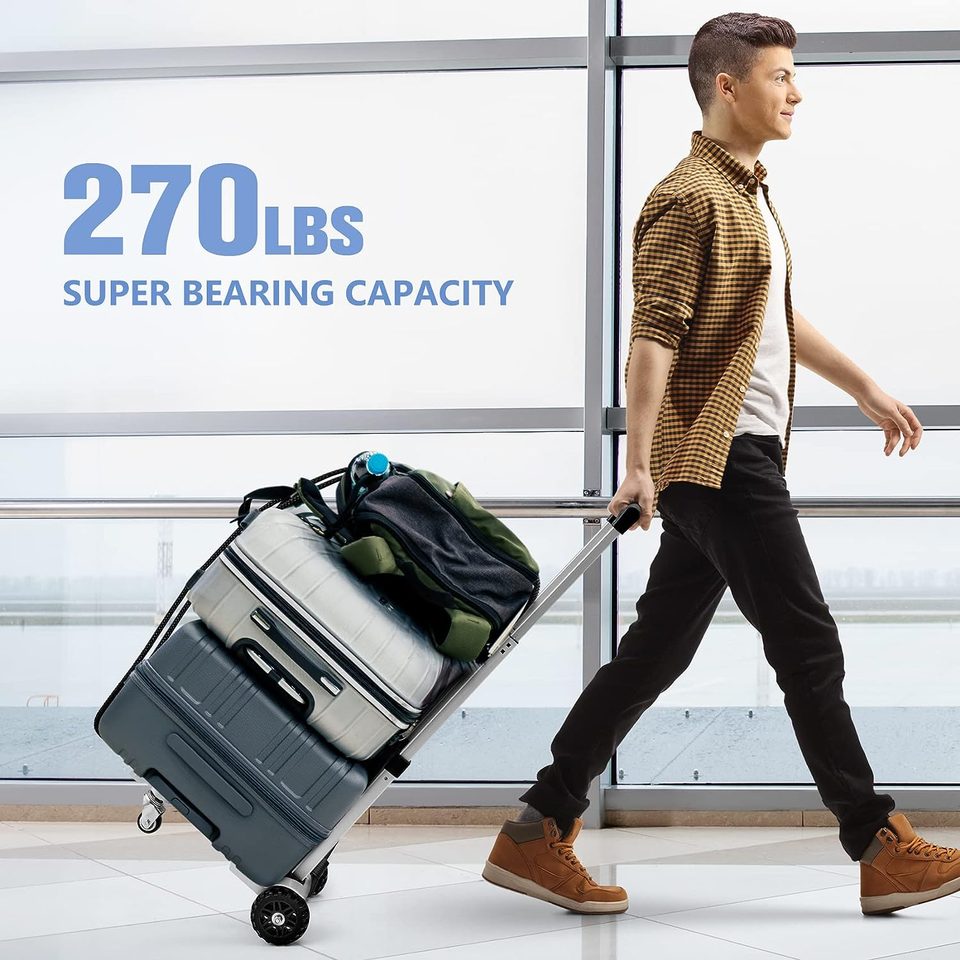 Foldable Hand Truck, 270 Lbs Aluminum Panel Folding Luggage Cart ...