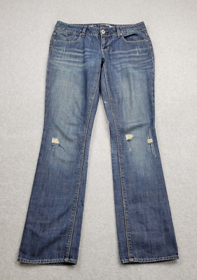 American Eagle 77 Jeans Womens 6 Straight Low Rise Distressed Denim 32 ...