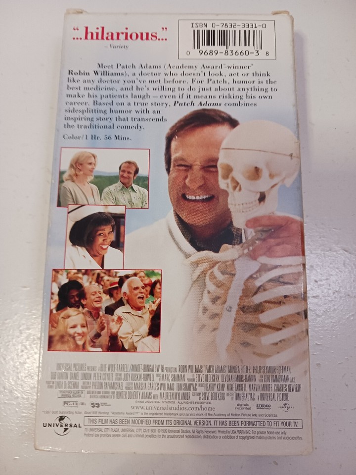 Patch Adams VHS Tape Robin Williams Based On A True Story 96898366038| eBay