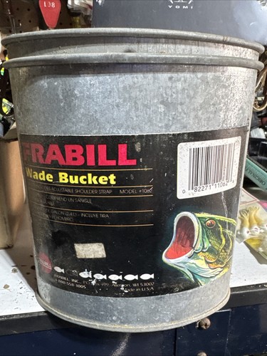 Vintage FRABILL Metal WADE MINNOW BUCKET W/STRAP #1062 GALVANIZED ...