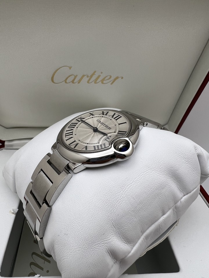 Cartier Ballon Bleu 36mm W69011Z4 Silver Dial Steel Quartz Watch Box & Papers | eBay