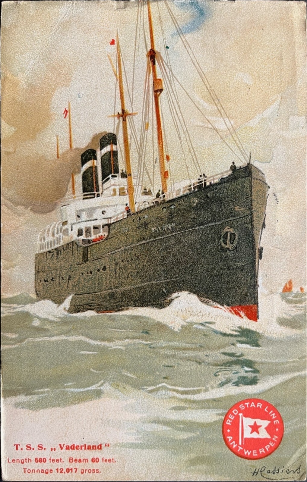 1910 Ship PC SS Vaderland, Red Star Line, Antwerp | eBay