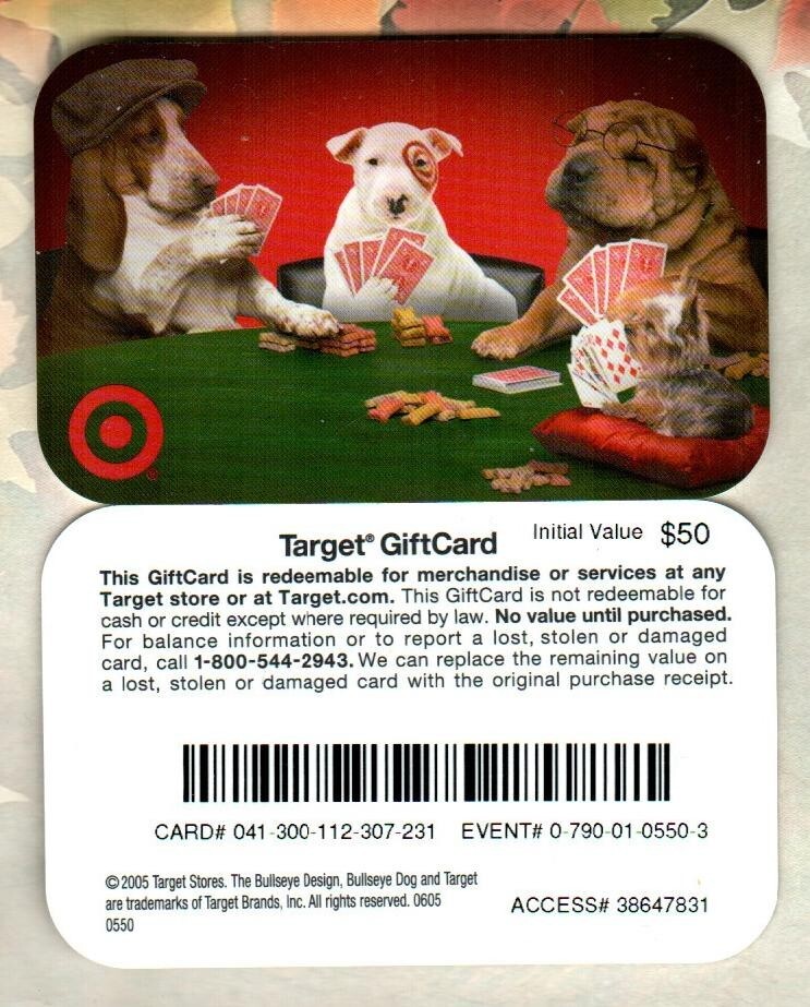 TARGET Dogs Playing Poker ( 2005 ) Gift Card ( $0 ) V5 - RARE | eBay
