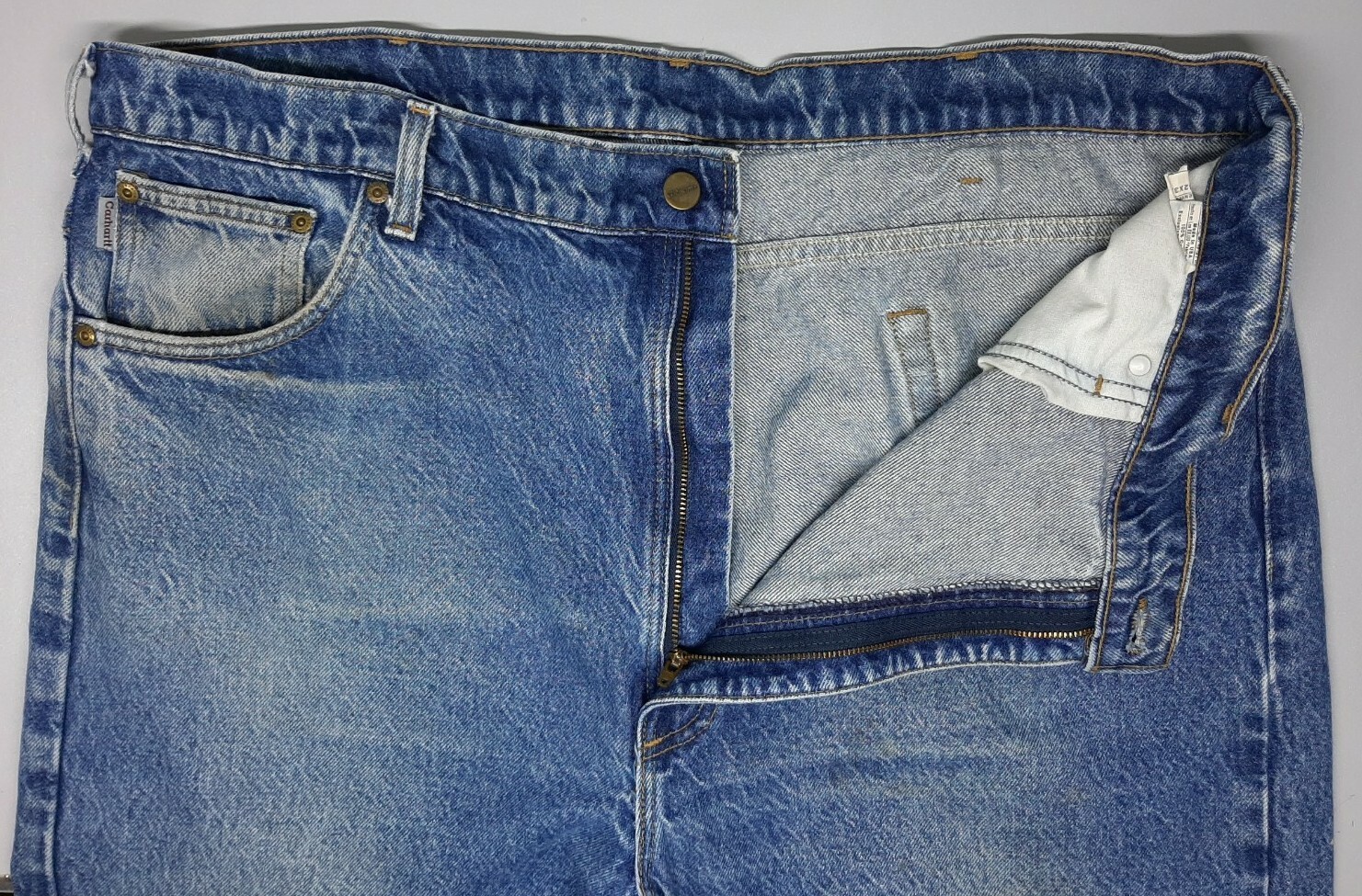 Vintage USA MADE Carhartt Heavy Denim Blue Jeans B18 PRW Size 42x32 ...
