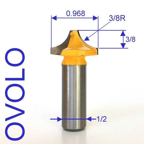 1 pc 1/2" SH 1" Diameter 3/8" Radius Ovolo Round Over Router Bit sct ...