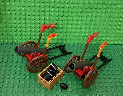 Lego 2 Pearl Dark Gray Pirates Shooting Cannon W/ 8 Cannonballs,flags ...