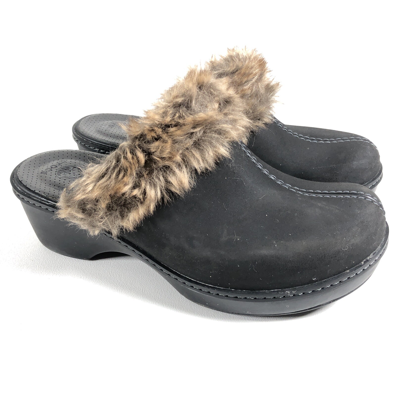 Crocs Womens Cobbler Eva Faux Fur Lined Black Clogs M… - Gem