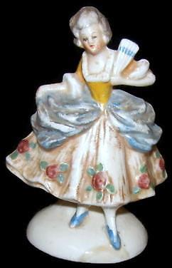 Antique Miniature German Figurine Victorian Lady with Fan Hand Painted ...